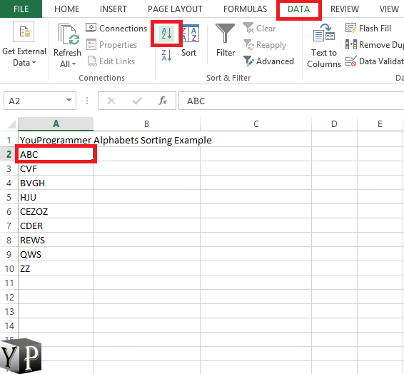 How To Alphabetize In Excel Sort Data Alphabetically YouProgrammer